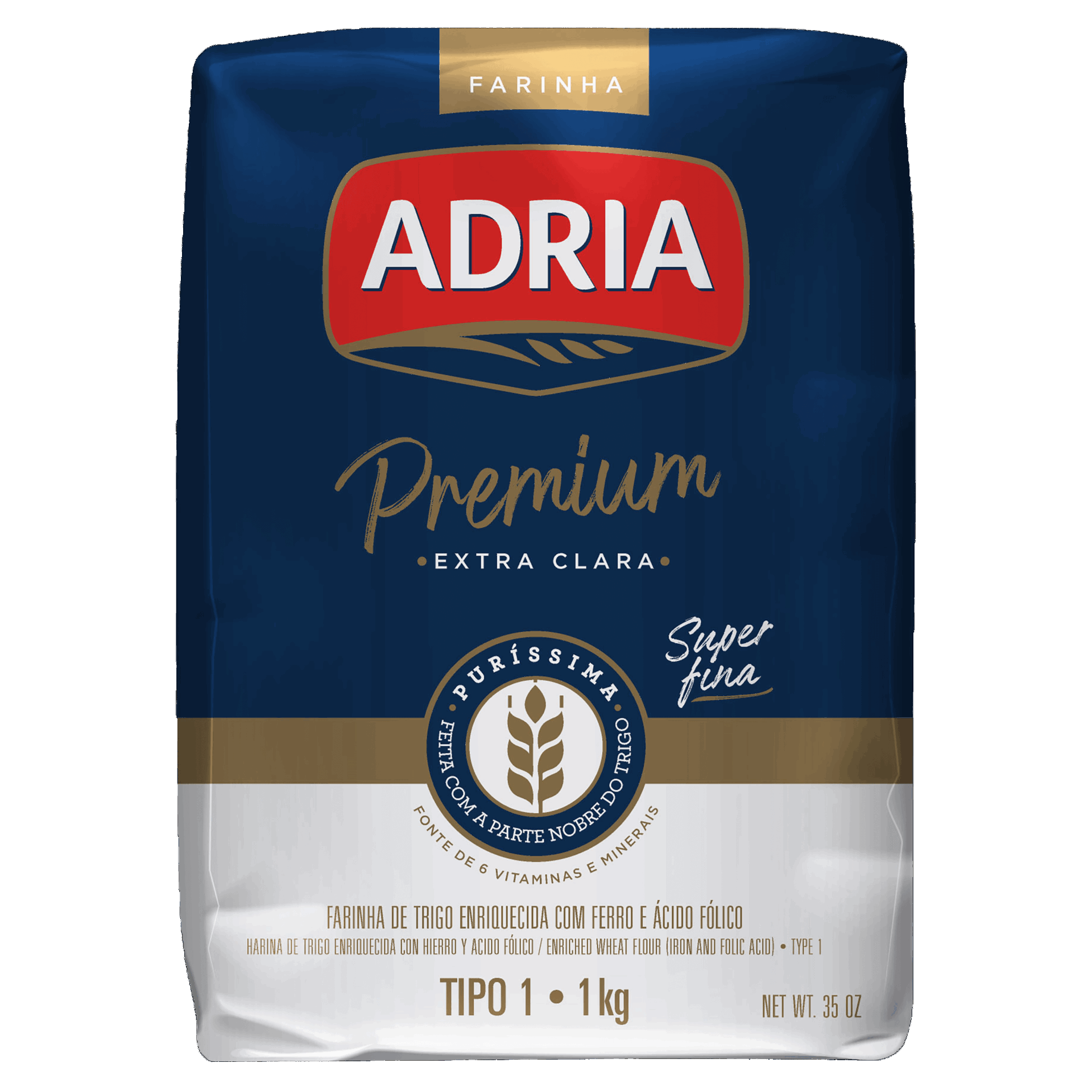 Farinha De Trigo Tipo 1 Extra Clara Adria Premium Pacote 1kg Adria farinha-de-trigo-tipo-1-extra-clara-adria-premium-pacote-1kg-adria
